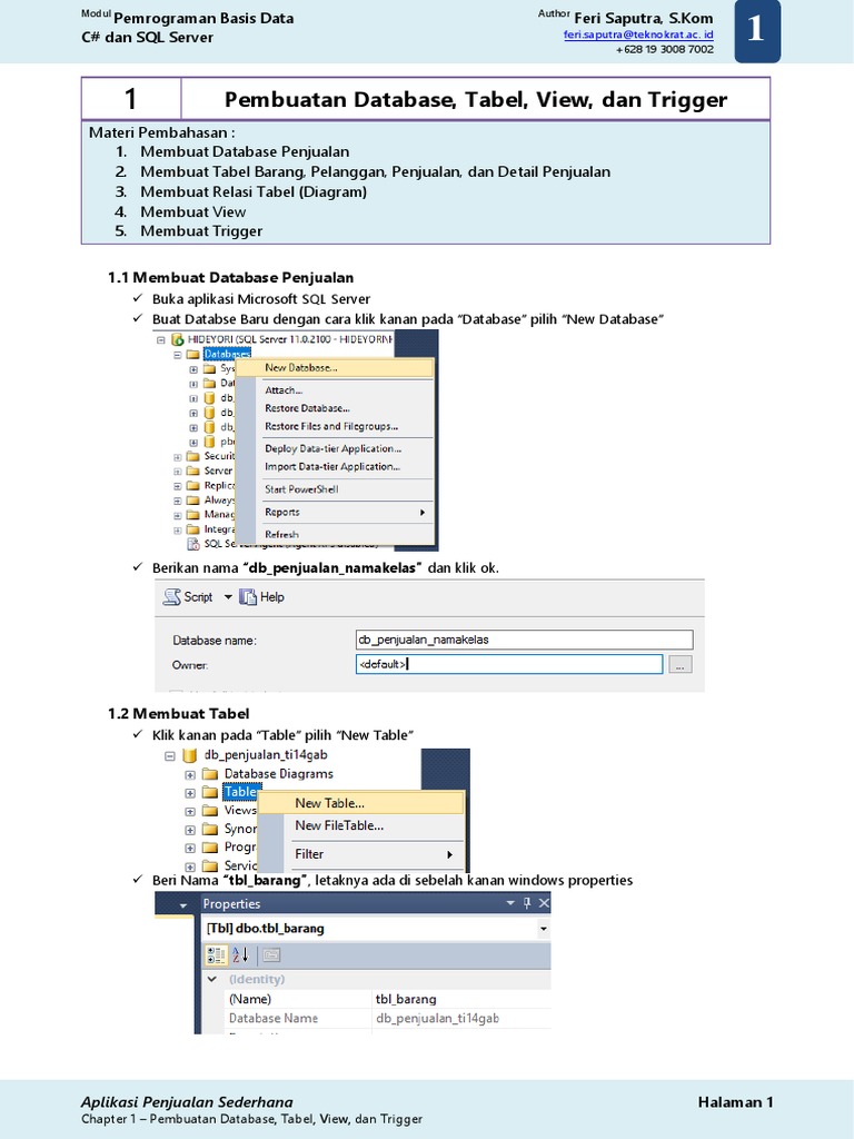Modul PBD Chapter 1 Database Tabel View Trigger | PDF