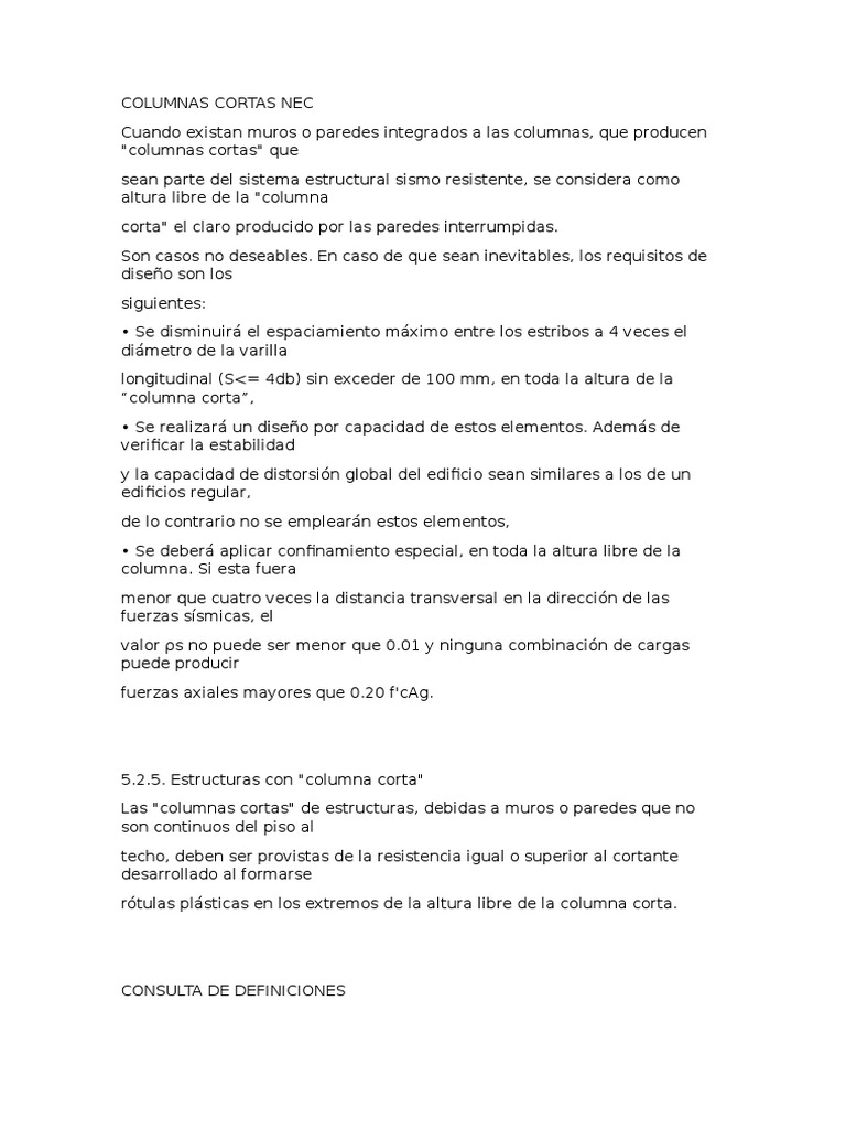 Columnas Cortas Nec | PDF | Tecnología