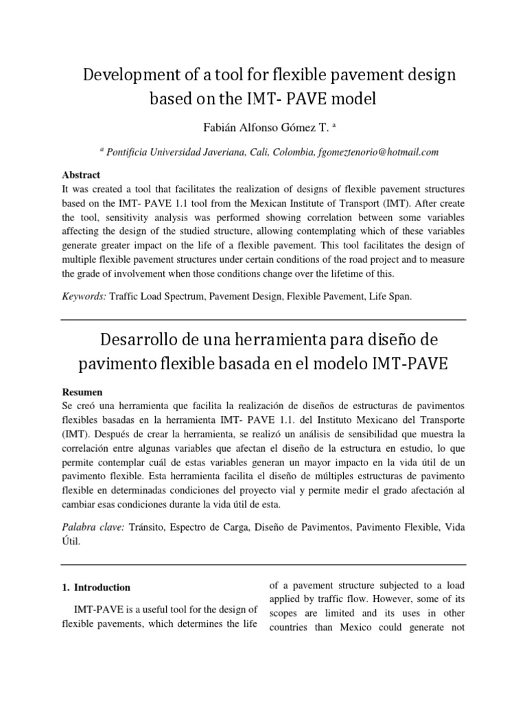 Development of A Tool For Flexible Pavement Design Based On The IMT ...