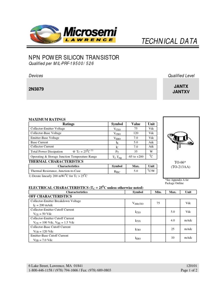 Technical Data: NPN Power Silicon Transistor | PDF | Analog To Digital Converter | Bipolar ...