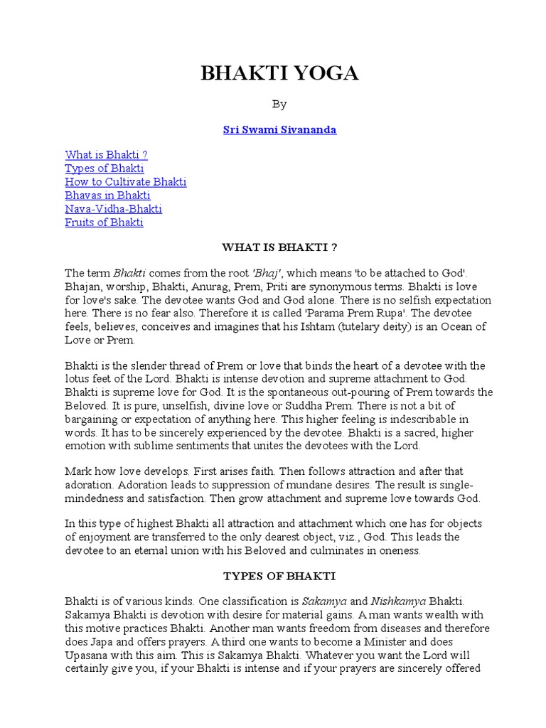 Bhakti Yoga | PDF | Bhakti | Love Of God