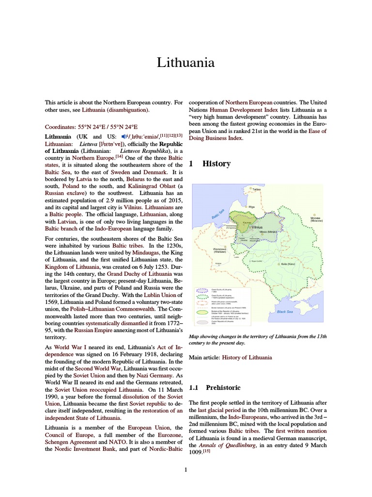 Lithuania Pdf Lithuania Armed Conflict