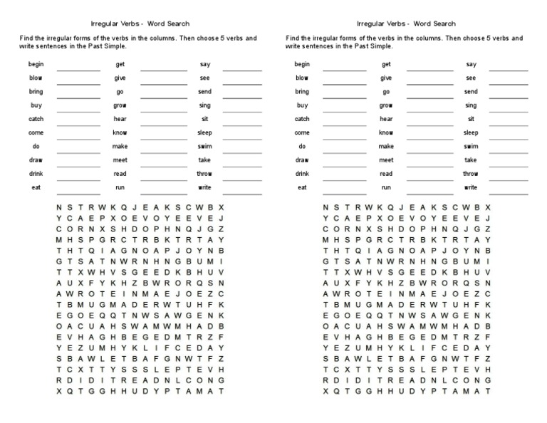 Irregular Verb Past Tense Word Search | PDF | Onomastics | Semantic Units