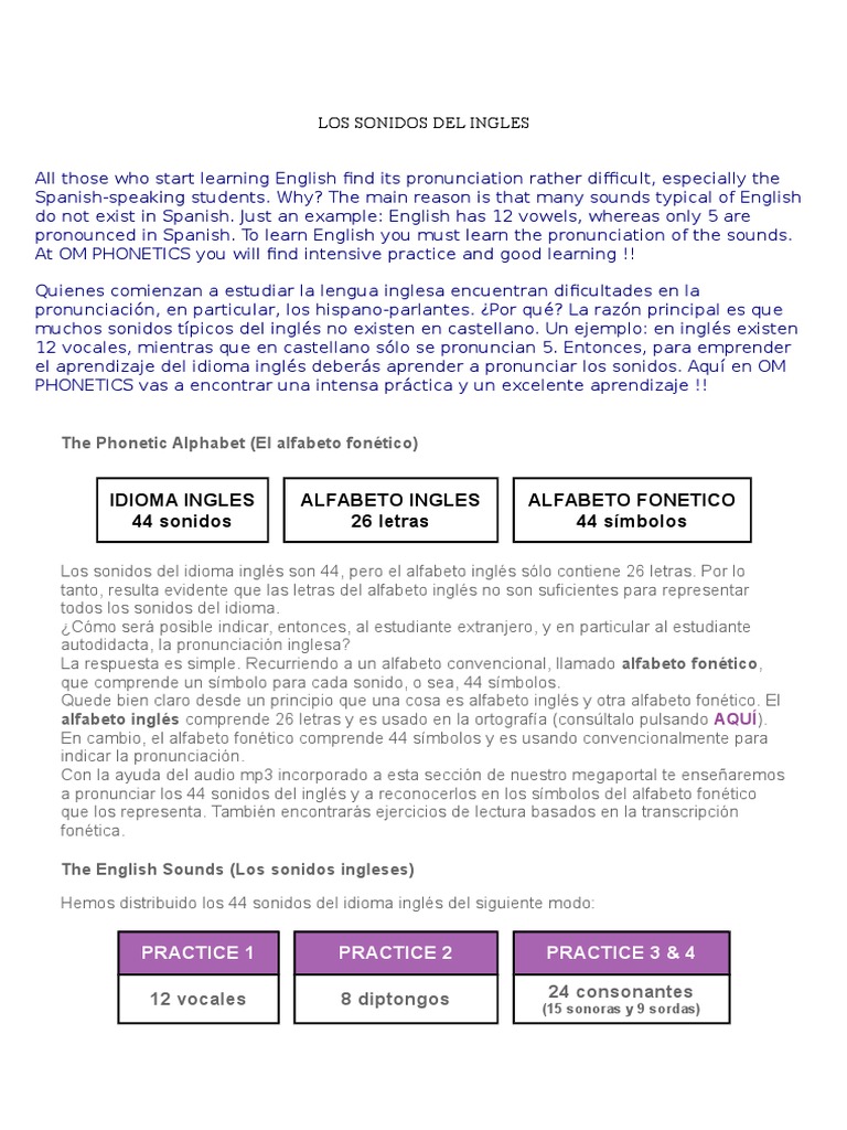 Pronunciación del Inglés: Alfabeto Fonético | PDF | Idioma en Inglés ...