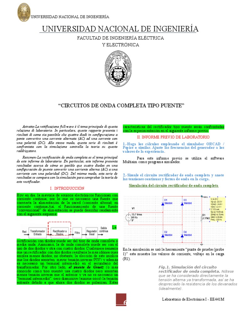 Lab - Final Rectificacion de Onda Completa | PDF | Rectificador | Diodo