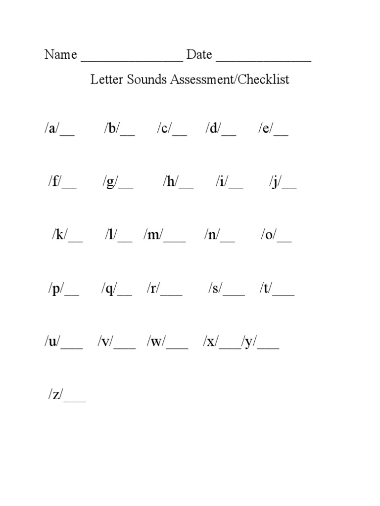 Letter Sounds Assessment Checklist | PDF
