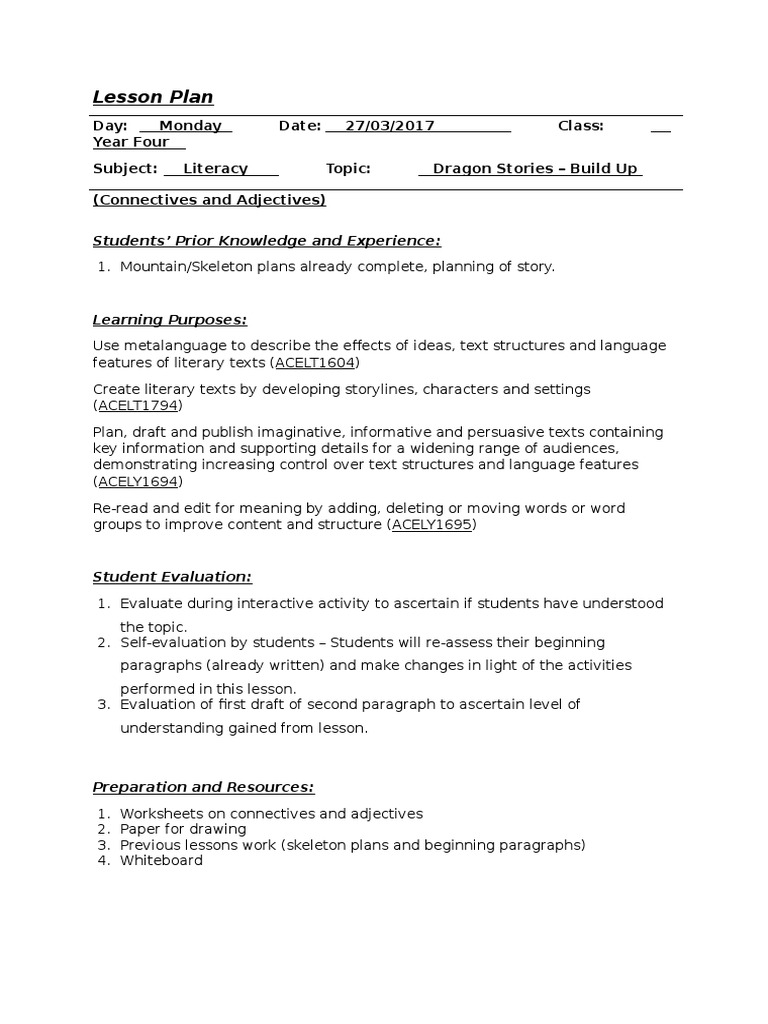 Dragon Stories Lesson Plan | PDF | Lesson Plan | Epistemology