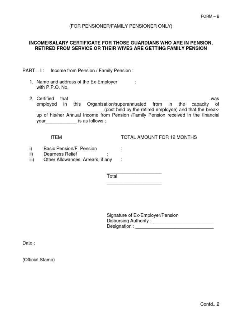 Format of Income Affidavit For PENSIONER | PDF | Taxation | Pension