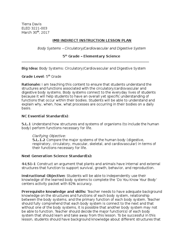 Science 5e Lesson Plan | PDF | Circulatory System | Heart Rate