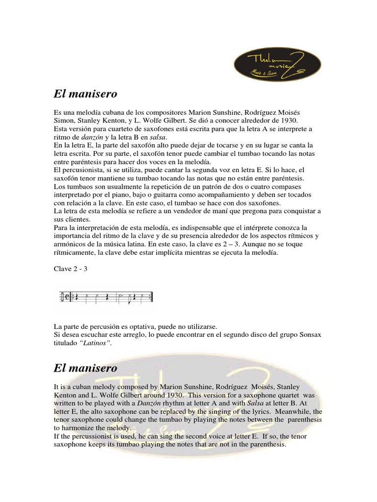 El Manisero (Info.) | PDF | Ritmo | Melodía