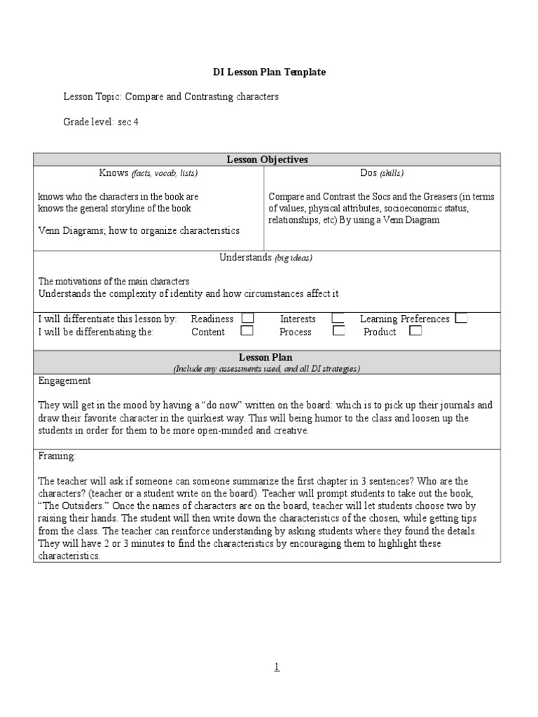 DI Lesson Plan Template: (Facts, Vocab, Lists) (Skills) | PDF | Lesson ...