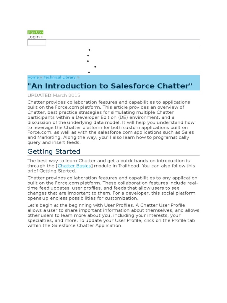 An Introduction To Chatter | PDF | Salesforce.Com | Login