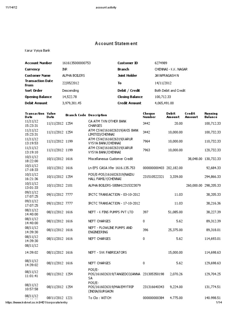 KVB 753 | PDF | Debits And Credits | Debit Card