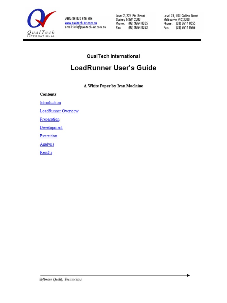 Loadrunner User'S Guide: Qualtech International | PDF | Server (Computing) | Software Quality