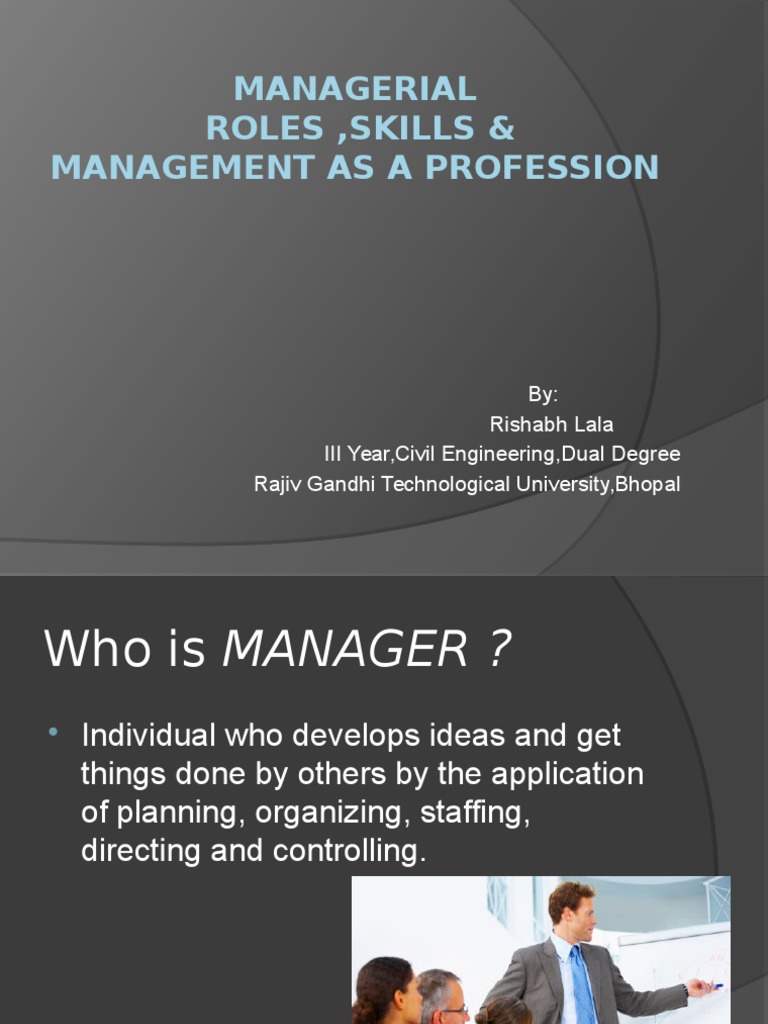 Managerial Roles, Skills & Management As A Profession | PDF ...