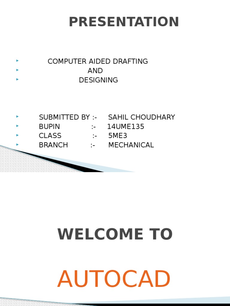 CAD Presentation on Computer Aided Drafting | PDF | Computer Aided ...