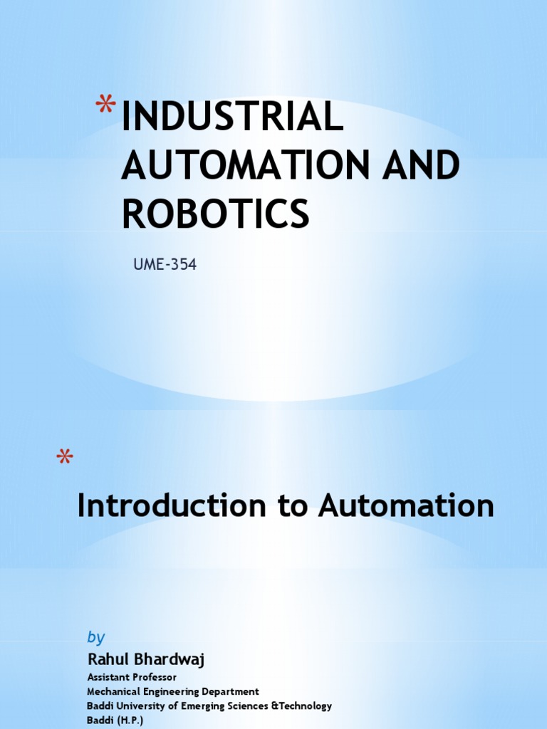 Industrial Automation and Robotics | PDF | Operations Management | Automation