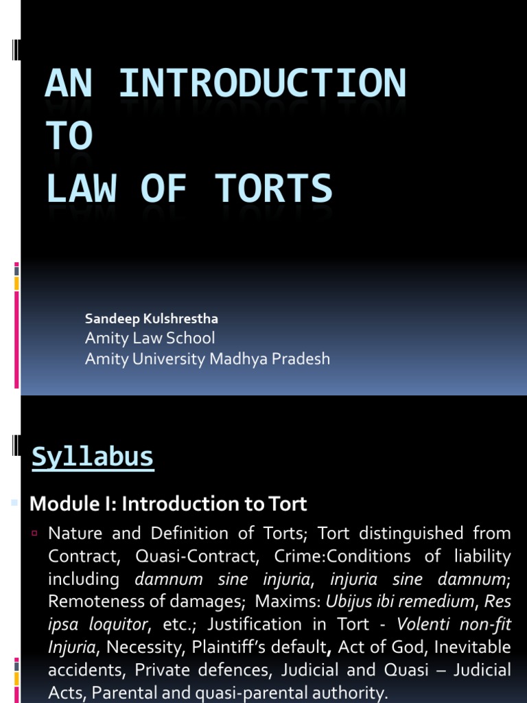 Introduction to Law of Torts Overview | PDF | Tort | Damages