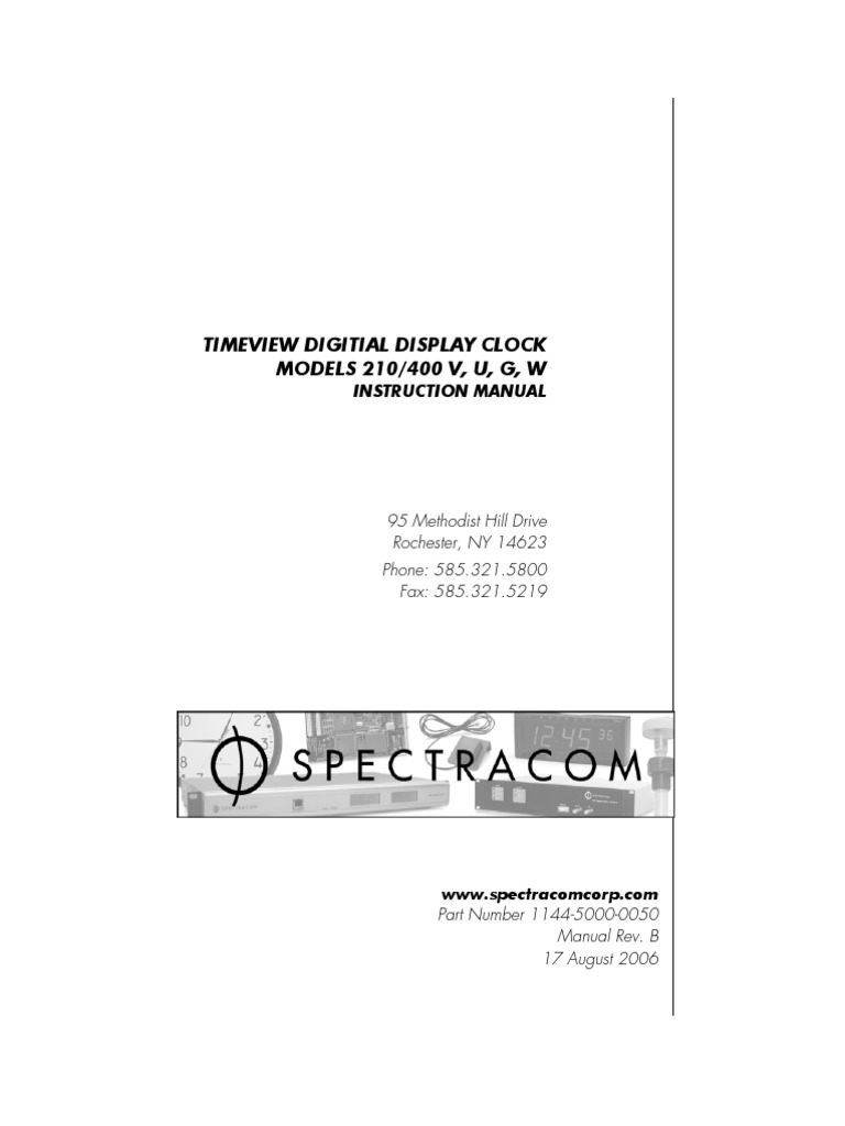 Timeview Digitial Display Clock MODELS 210/400 V, U, G, W: Instruction ...