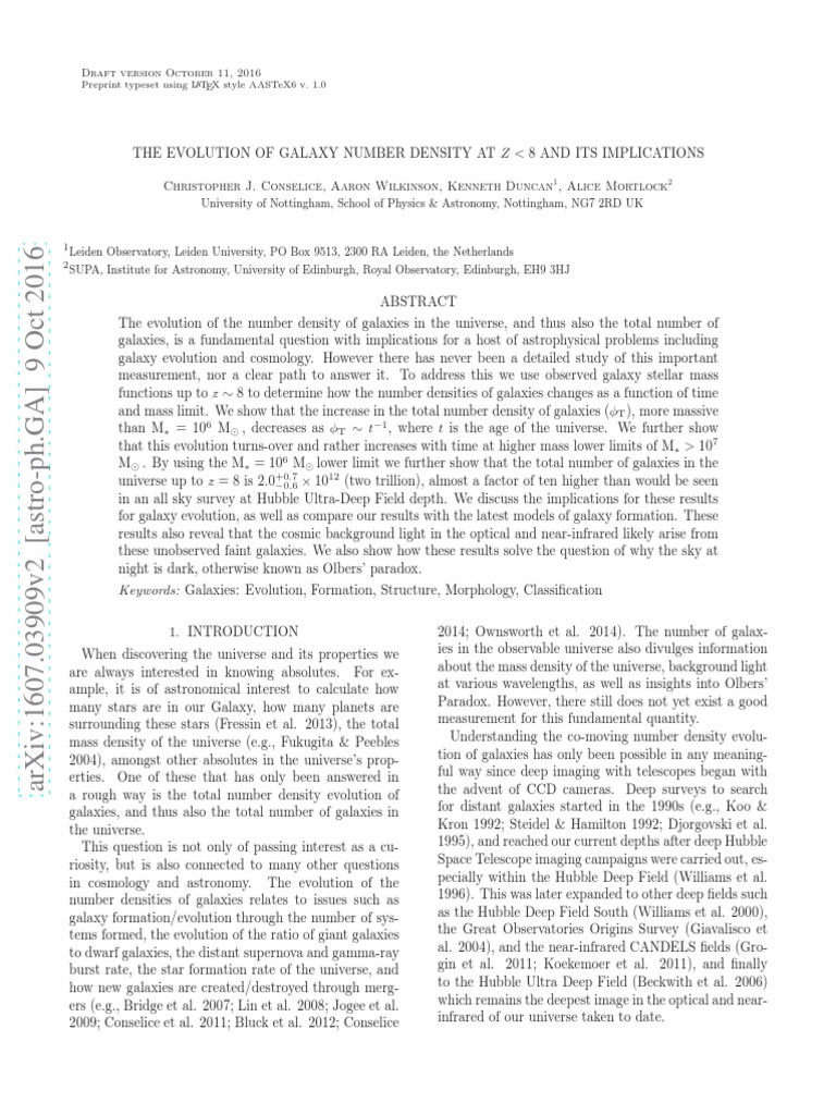 Christopher J. Conselice, Aaron Wilkinson, Kenneth Duncan, Alice Mortlock | PDF | Milky Way ...