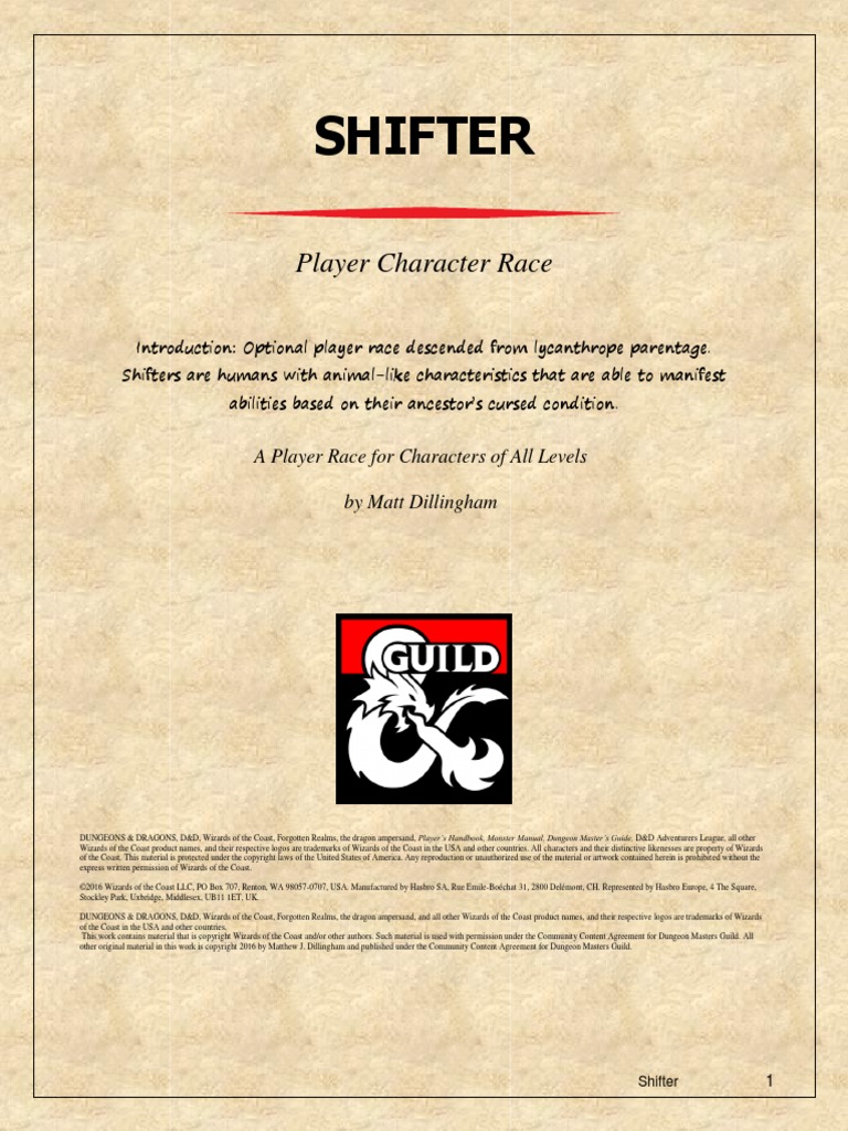 Shifter: Player Character Race | PDF | World Of Eberron | Dungeons ...