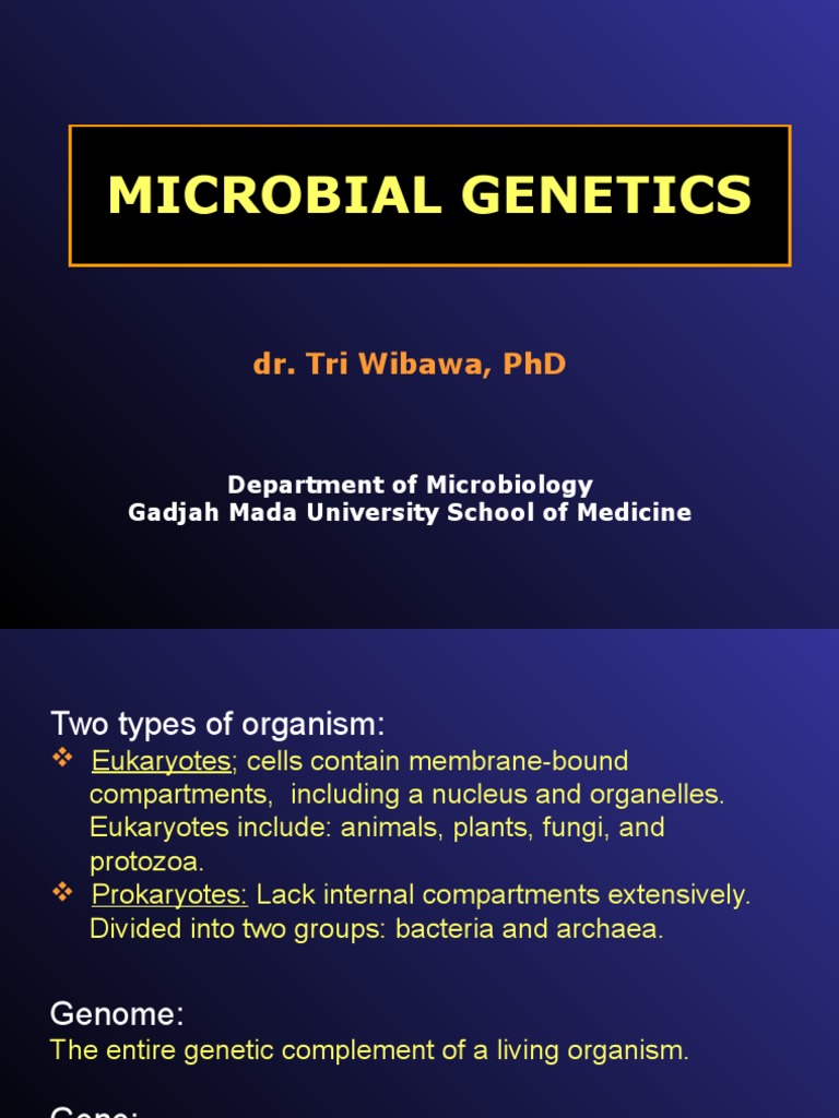 Microbial Genetics Lecture - UNTAD | PDF | Dna | Translation (Biology)
