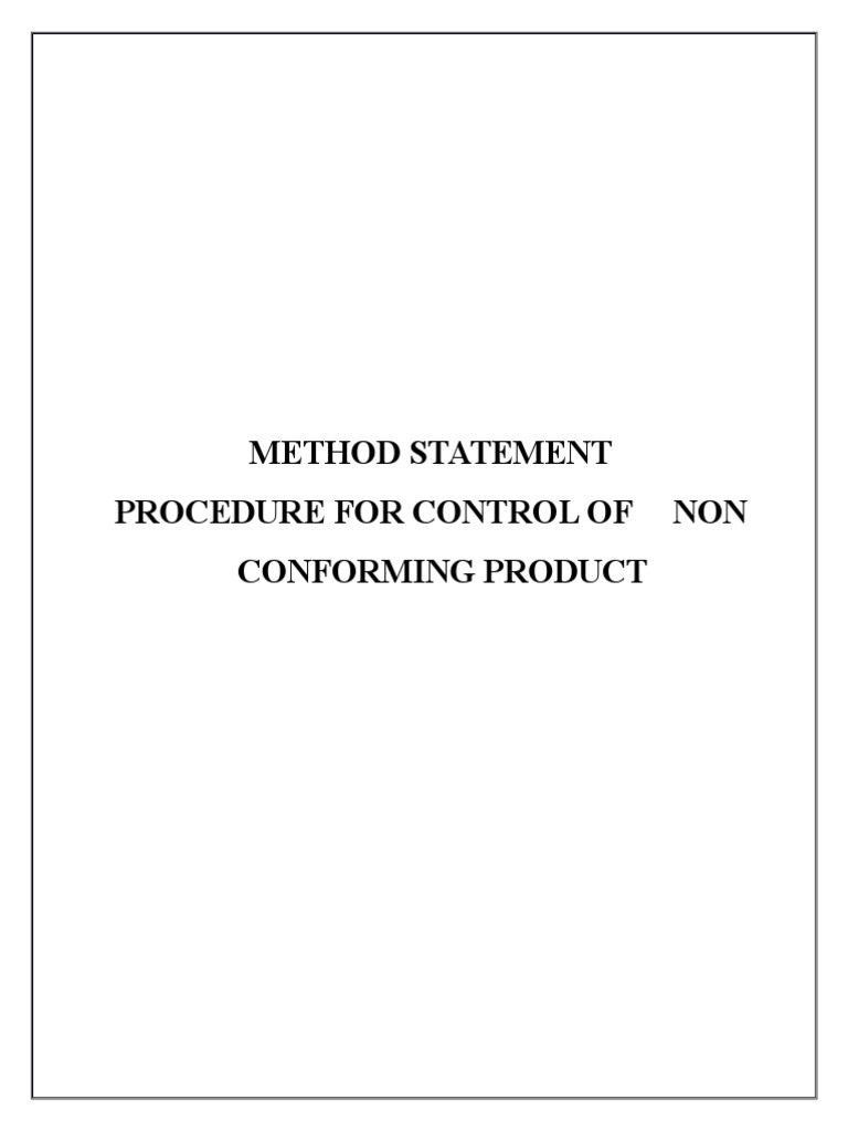 Method Statement Procedure For Control of Non Conforming Product | PDF | Production And ...