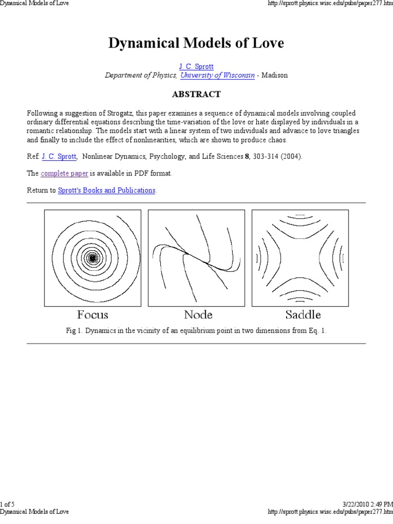 Dynamical Models of Love | PDF | Nonlinear System | Dynamical System