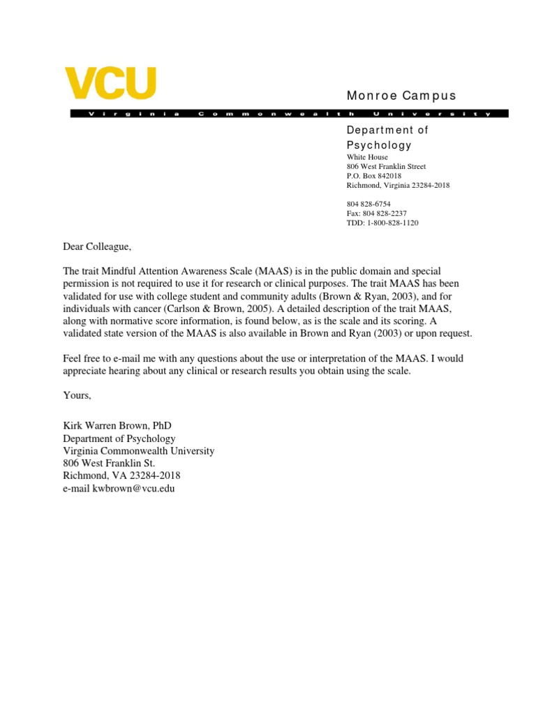 Mindful Attention Awareness Scale (MAAS) PDF | PDF | Attention | Awareness