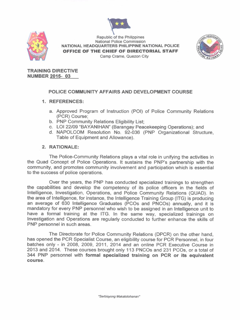 Police Community Affairs and Development Course | PDF