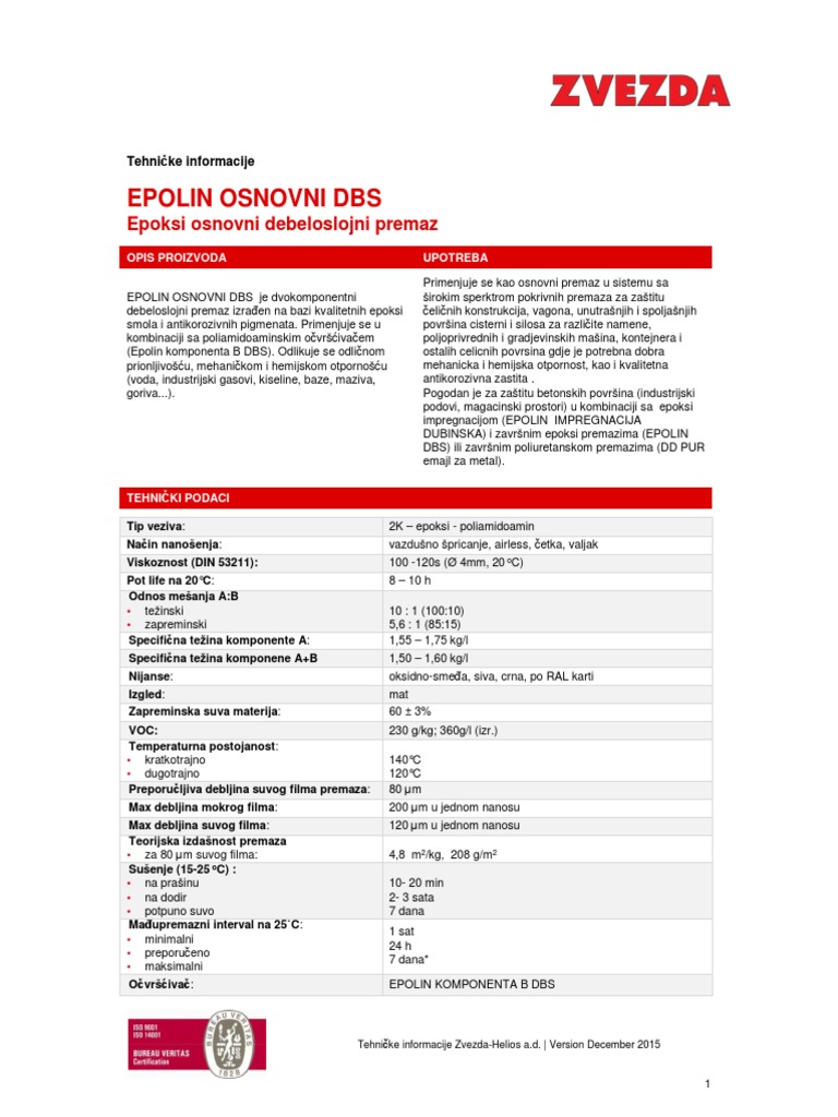Epolin Osnovni DBS: Epoksi Osnovni Debeloslojni Premaz | PDF