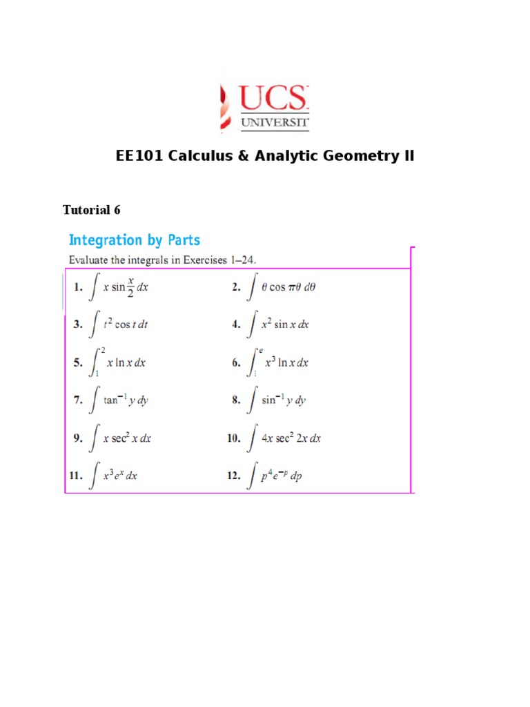 EE101 Calculus Tutorial 6 Solution | PDF