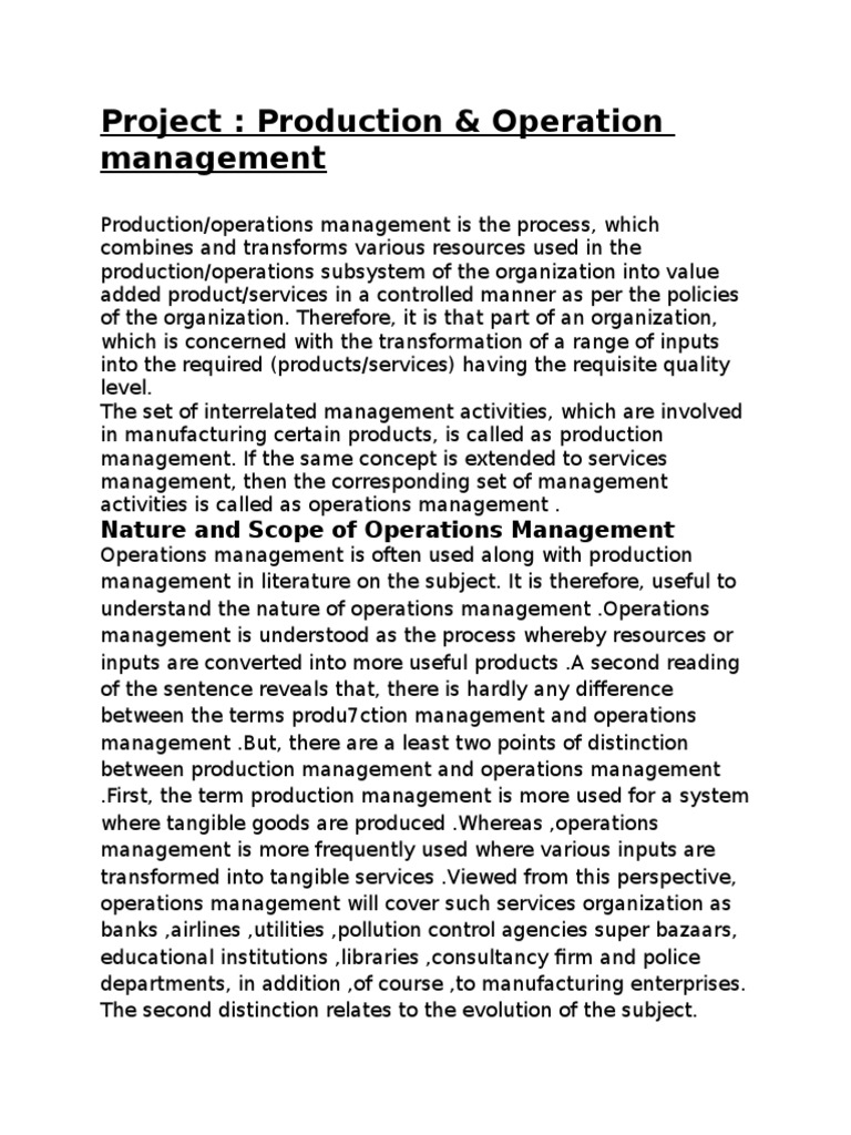 Production and Operation Management Project | PDF | Forecasting ...