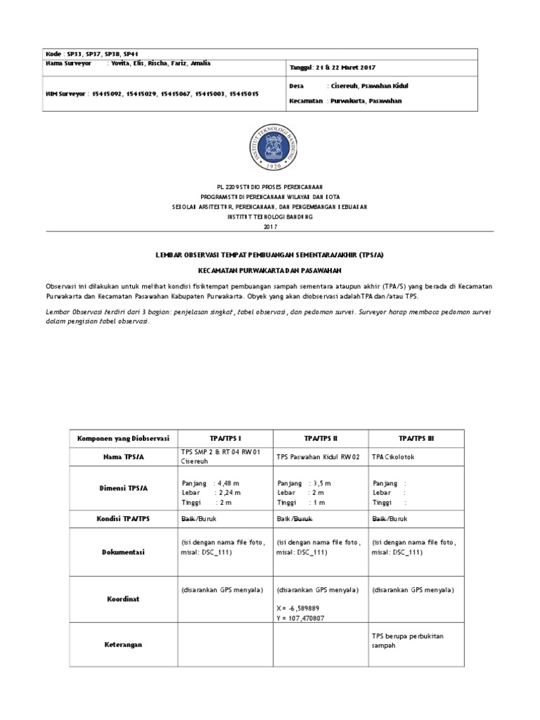 Lembar Observasi TPSA | PDF