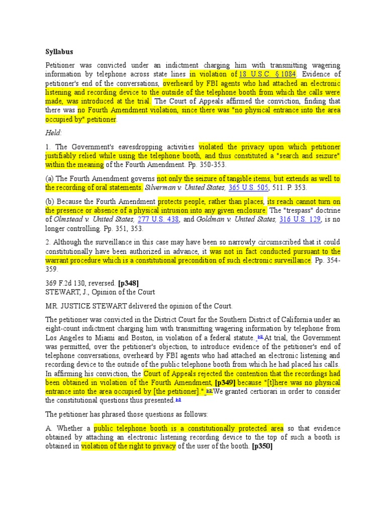 Katz | PDF | Fourth Amendment To The United States Constitution ...