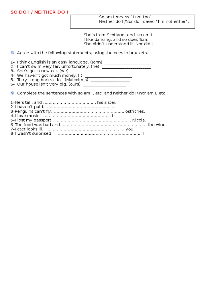 So Do I / Neither Do I | PDF