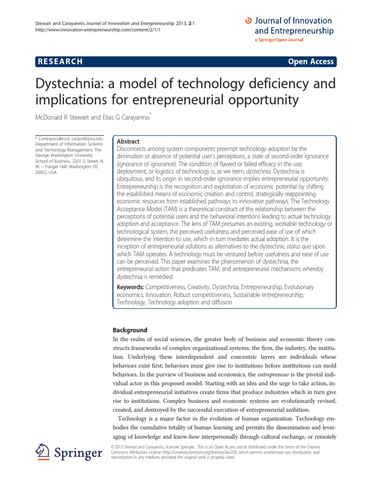 Dystechnia - A Model of Technology Deficiency and Implications For ...