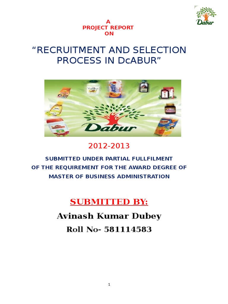 Dabur HR Project | PDF | Recruitment | Ayurveda