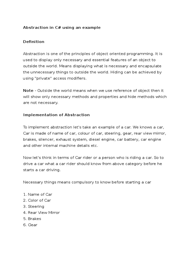 Abstraction In C Pdf Class Computer Programming Inheritance 1813