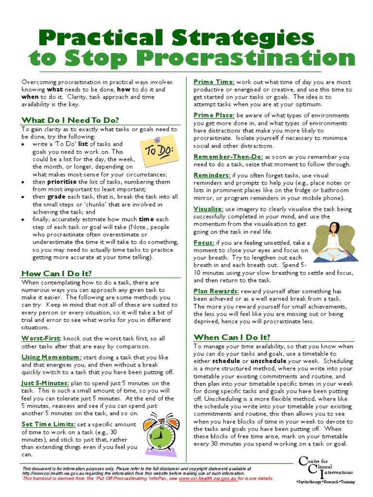 Procrastination Flyer - Practical Strategies | PDF | Procrastination ...