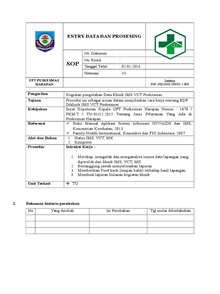 Sop Entry Data Dan Prossesing | PDF