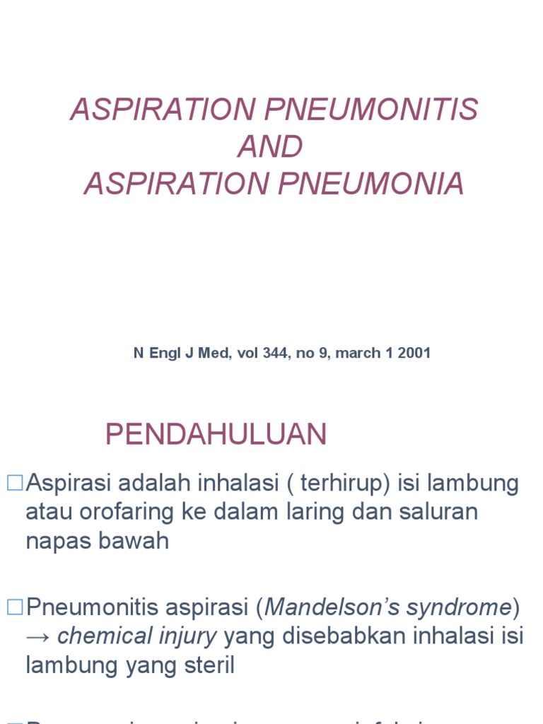 Aspiration Pneumonitis and Aspiration Pneumonia | PDF