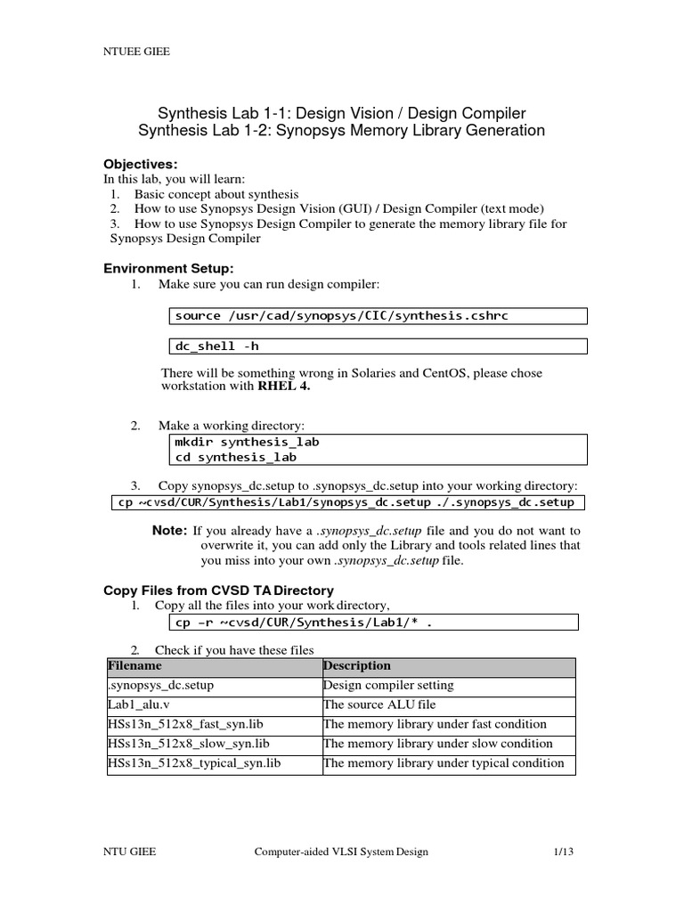 Introduction to Computer-Aided VLSI System Design Using Synopsys Tools ...