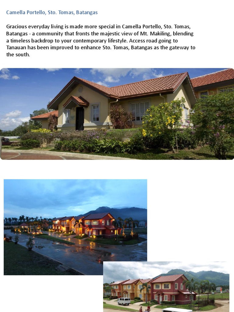 Camella Portello: Lifestyle in Sto. Tomas | PDF