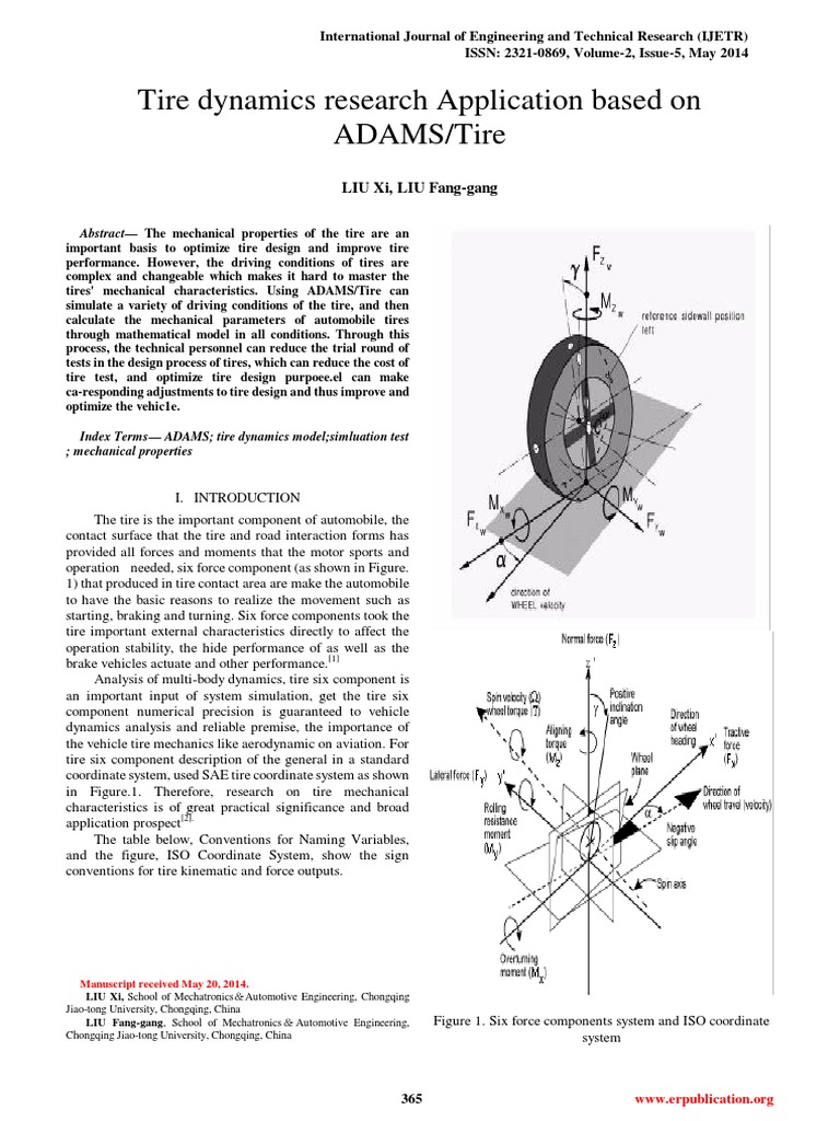 Tire Dynamics Research Application Based On ADAMS/Tire: LIU Xi, LIU ...