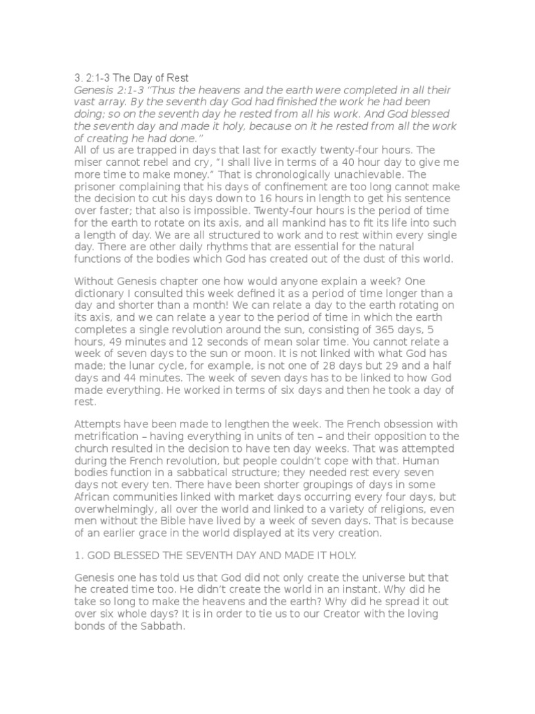 The Day of Rest | PDF | Biblical Sabbath | Sacred