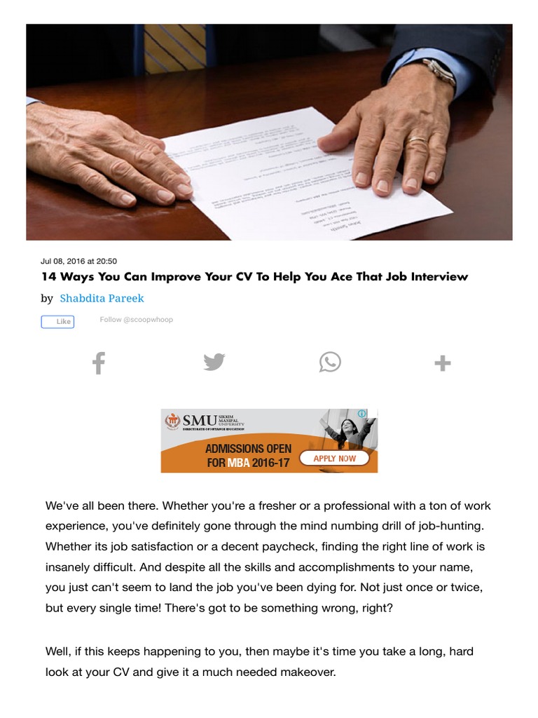 14 Ways You Can Improve Your CV To Help You Ace That Job Interview ...