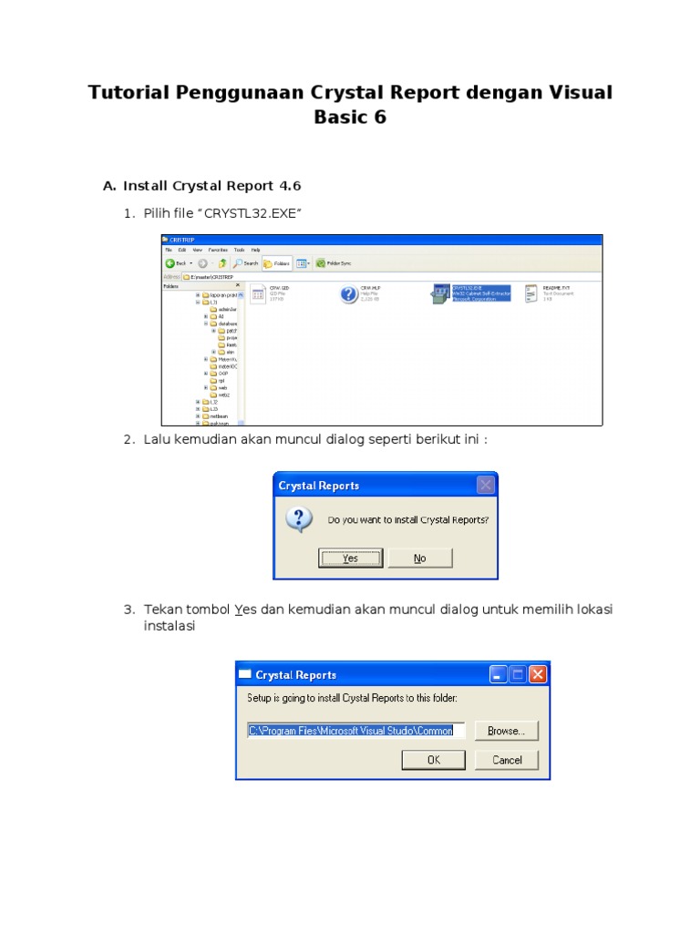 Tutorial Penggunaan Crystal Report Dengan Visual Basic 6 | PDF