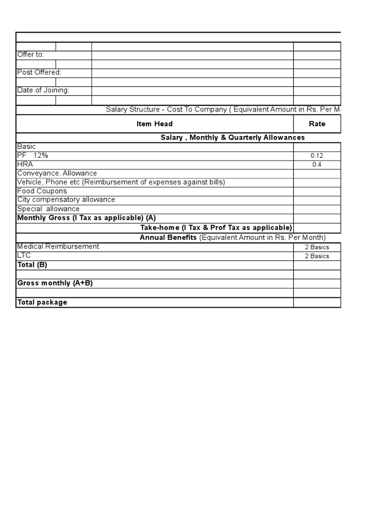 Item Head Rate Salary, Monthly & Quarterly Allowances | PDF | Finance ...