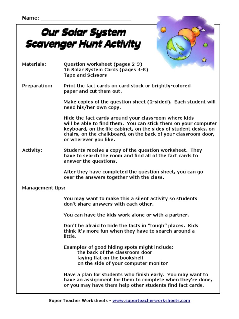Solar System Scavenger Hunt Guide | PDF